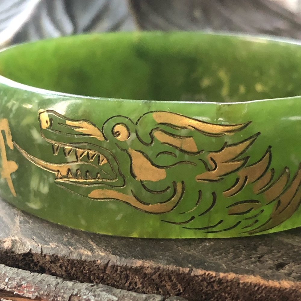Antique Japanese Dragon Celluloid 22k Inlay - Gem